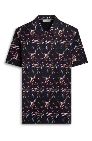 Bugatchi Hendrix Leaf Print Pima Cotton Polo
