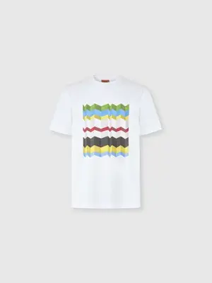 UM Crew-neck Cotton T-shirt With Macro Zigzag Print