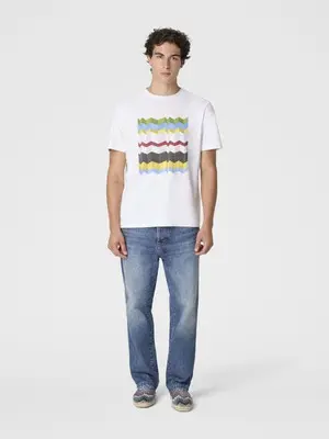 UM Crew-neck Cotton T-shirt With Macro Zigzag Print