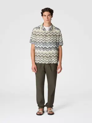 UM Bowling Shirt In Viscose With Dashed Zigzag Print