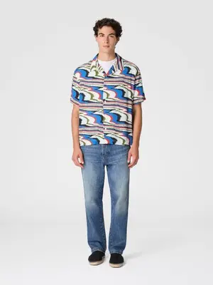 UM Bowling Shirt In Viscose With Flame Print
