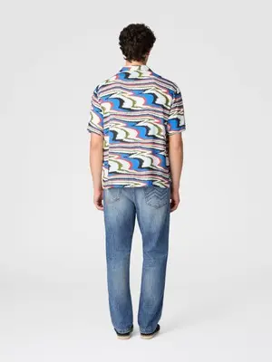 UM Bowling Shirt In Viscose With Flame Print