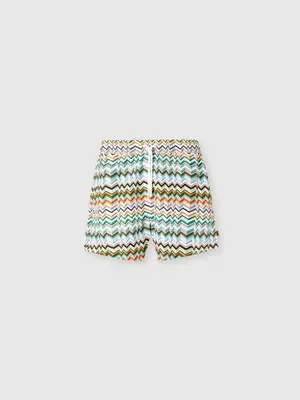 UM Mid-length Swim Shorts With Zigzag Print - Multicoloured