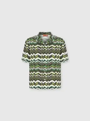 UM Bowling Shirt In Viscose With Zigzag Print - Green