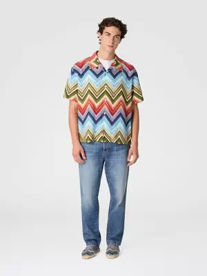 UM Bowling Shirt In Viscose With Macro Zigzag Print