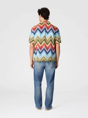 UM Bowling Shirt In Viscose With Macro Zigzag Print