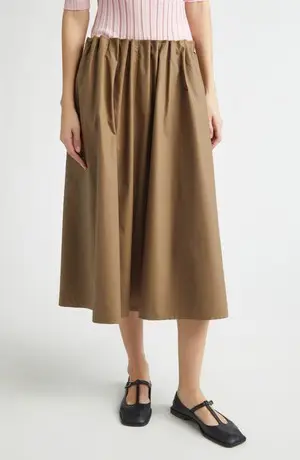 NACKIYE Summer Wine Cotton Twill Skirt - Tobacco