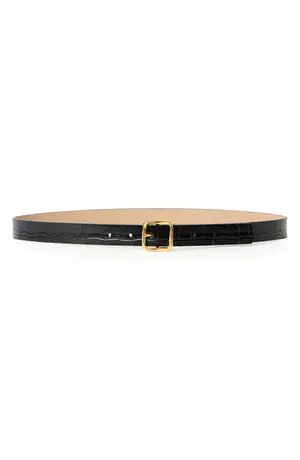 B-low The Belt Ellie Croco Embossed Leathe Belt - Black Gold
