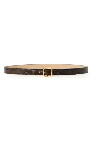 B-low The Belt Ellie Croco Embossed Leathe Belt - Chocolate Gold