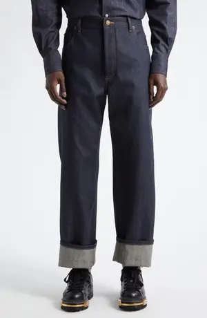 Thom Browne Straight Leg Selvedge Denim Jeans - Navy