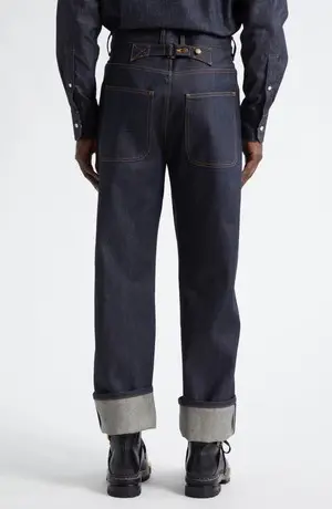 Thom Browne Straight Leg Selvedge Denim Jeans - Navy