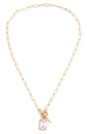 PANACEA Cubic Zirconia Toggle Pendant Necklace - Gold