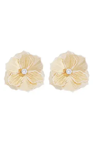 PANACEA Cubic Zirconia Flower Earrings - White