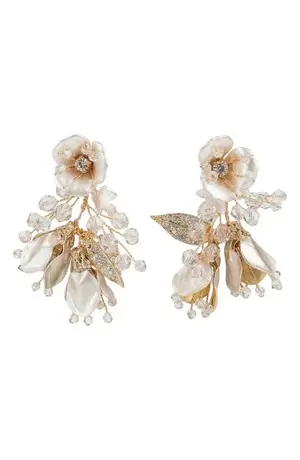 MACRAE & CO. Falling Flowers Drop Earrings - Gold/white