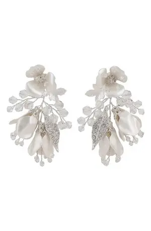 MACRAE & CO. Falling Flowers Drop Earrings - Silver/white