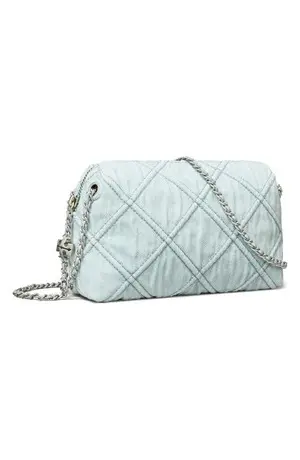 Tory Burch Fleming Denim Soft Crossbody Bag - Seltzer