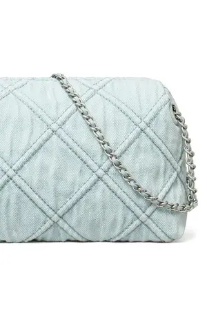Tory Burch Fleming Denim Soft Crossbody Bag - Seltzer