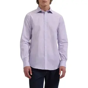 Bugatchi Axel Shaped Fit Geo Print Stretch Cotton Button-up Shirt - Lilac