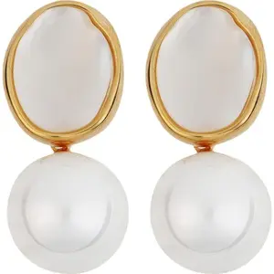 PANACEA Faux Pearl & Freshwater Pearl Drop Earrings - White