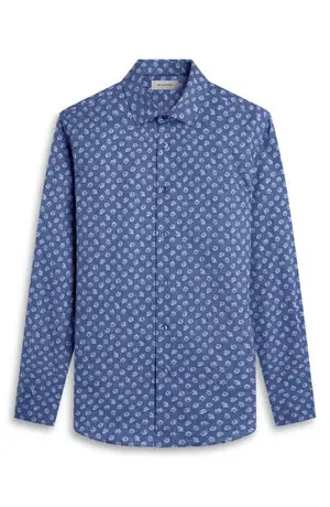 Bugatchi Axel Shaped Fit Floral Print Cotton Button-up Shirt - Navy