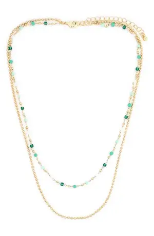 PANACEA Mixed Bead Layered Necklace - Green