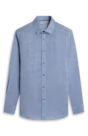 Bugatchi Julian Shaped Fit Houndstooth Cotton Button-up Shirt
