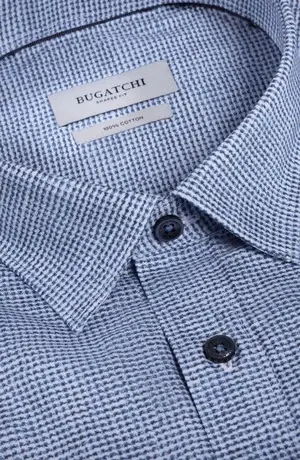 Bugatchi Julian Shaped Fit Houndstooth Cotton Button-up Shirt