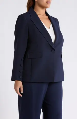 TAHARI ASL One-button Blazer - Deep Navy