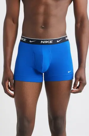 Nike Dri-fit Essential 3-pack Stretch Cotton Trunks - Blue/black Assorted