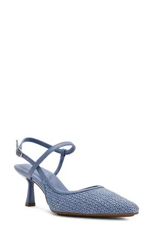 Anne Klein Cosmo Ankle Strap Pump - Blue Raffia