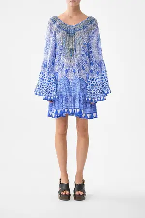 Camilla A-line Frill Dress - The Bosphorous