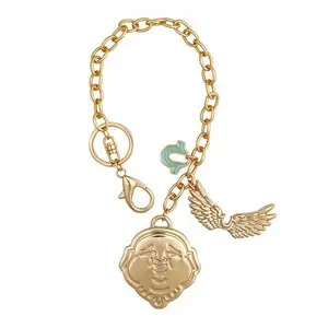 True Religion Buddha Wing Charm Keychain - Gold Tone