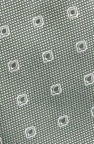 BOSS Geometric Silk Blend Jacquard Tie - Open Green