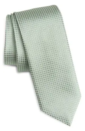 BOSS Silk-blend Jacquard Neck Tie - Open Green