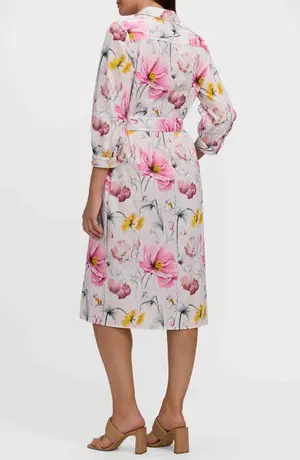 Foxcroft Esther Floral Belted Cotton Shirtdress
