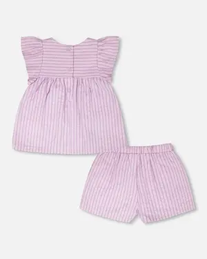 DEUX PAR DEUX Striped Top And Short Set