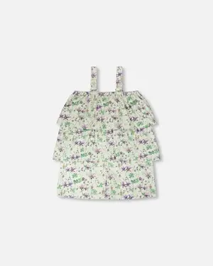DEUX PAR DEUX Jersey Floral Romper With Tiers