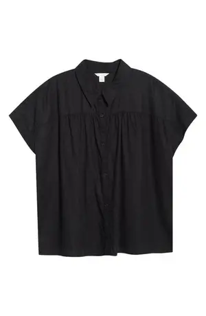 Caslon Linen Blend Button-up Shirt - Black