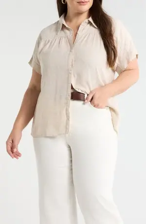Caslon Linen Blend Button-up Shirt