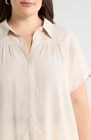 Caslon Linen Blend Button-up Shirt