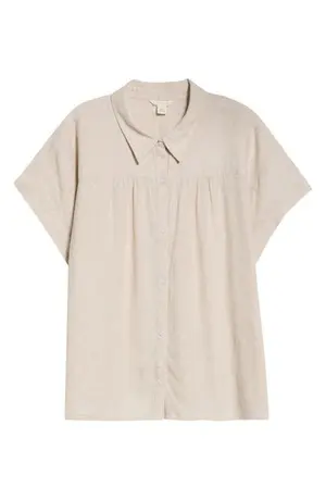 Caslon Linen Blend Button-up Shirt