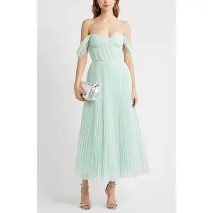 Chelsea28 Cold Shoulder Chiffon Cocktail Dress - Seafoam