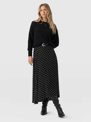 SAINT + SOFIA Sutton Skirt - Black Polka Dot