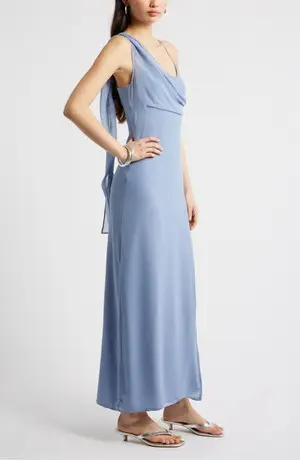 OPEN EDIT Asymmetric Chiffon Dress - Blue Umbra