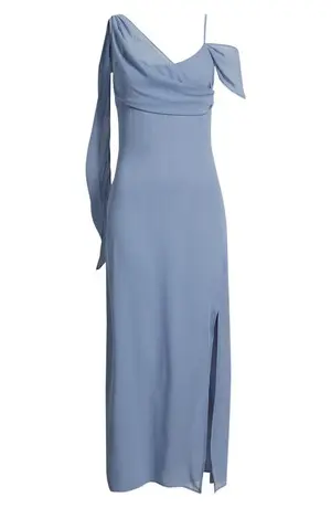 OPEN EDIT Asymmetric Chiffon Dress - Blue Umbra
