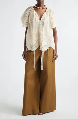 Zimmermann Luna Lace Flutter Top - Cream