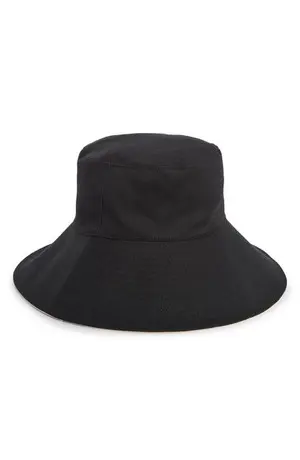 Nordstrom Reversible Cotton Bucket Hat - Black- Ivory