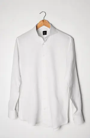 BRISK Modern Cotton Linen Shirt - White