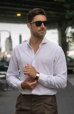 BRISK Modern Cotton Linen Shirt - White