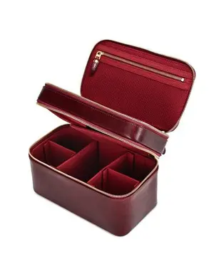 OLD TREND Ixia Genuine Leather Vanity Mini Trunk With Shoulder Chain - Maroon